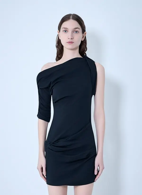 Jacquemus La Mini Robe Drapeado Mini Dress - Black