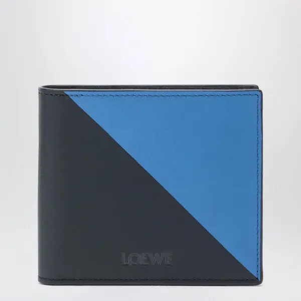 Loewe Flag Bifold Wallet In Deep Navy Blue / Royal Azure Leather - Multicolor