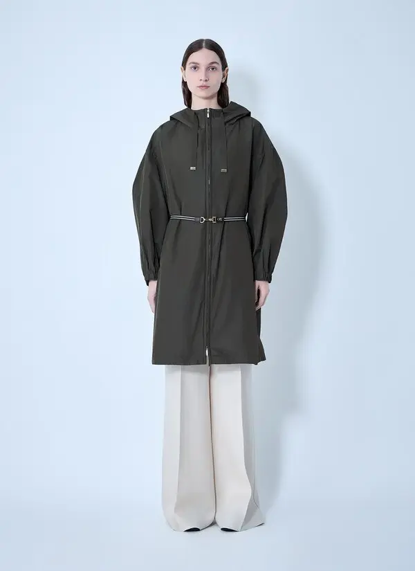 Max Mara Belted Hooded Coat - Green