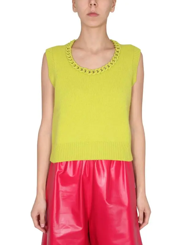 Bottega Veneta Vest With Crochet Chain - Green