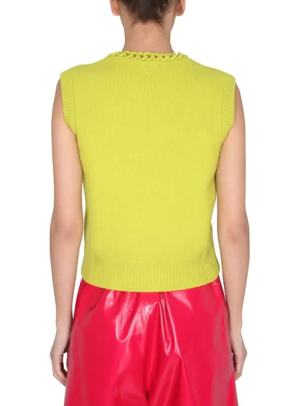 Bottega Veneta Vest With Crochet Chain - Green