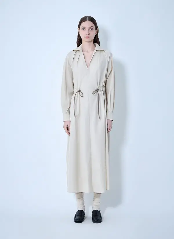 Max Mara Pedaggi Cotton Popeline Midi Dress - Cream