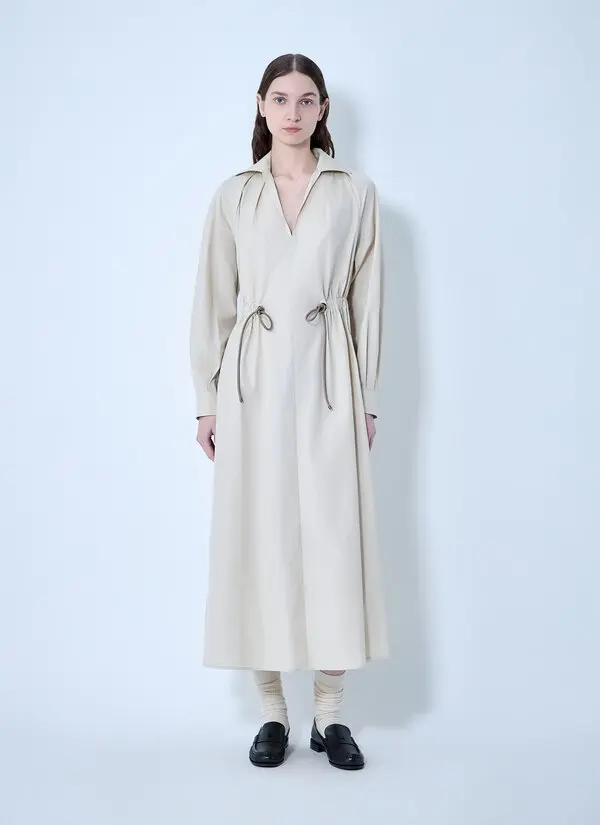 Max Mara Pedaggi Cotton Popeline Midi Dress - Cream