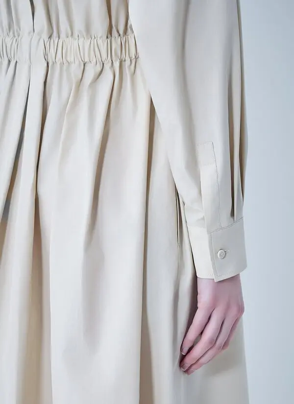 Max Mara Pedaggi Cotton Popeline Midi Dress - Cream