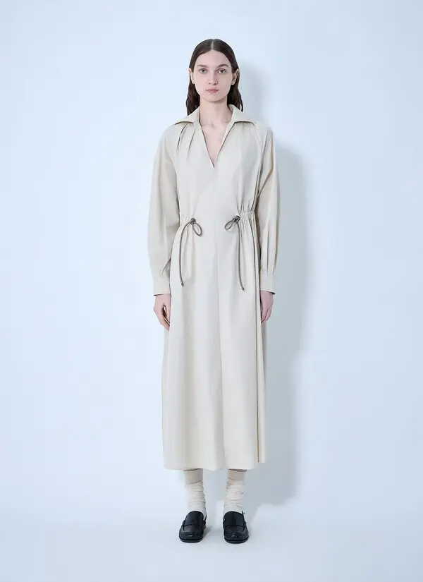 Max Mara Pedaggi Cotton Popeline Midi Dress - Ecru