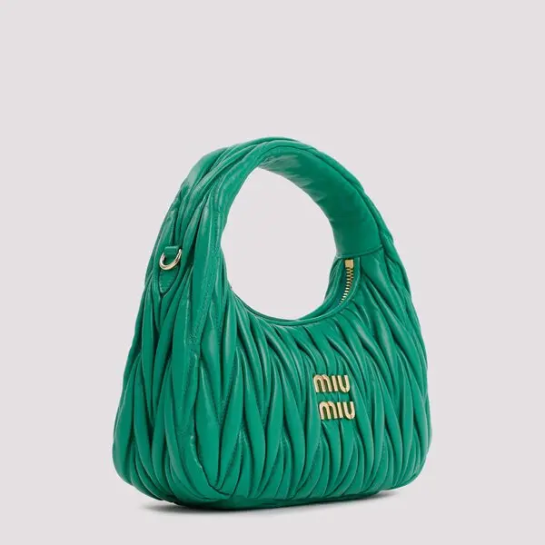 Miu Miu Small Wander Matelassé Hobo Bag - Green