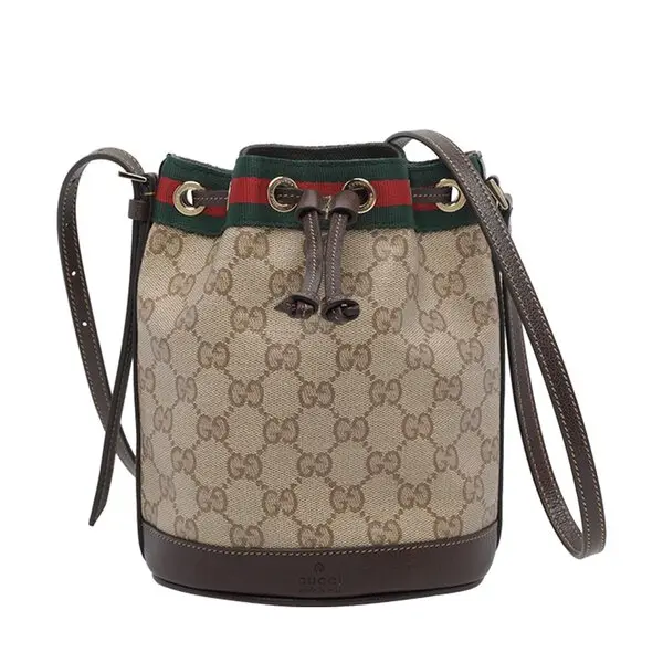 Gucci Mini Web Detail And Gg Bucket Bag - Brown