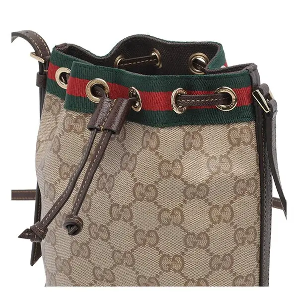 Gucci Mini Web Detail And Gg Bucket Bag - Brown