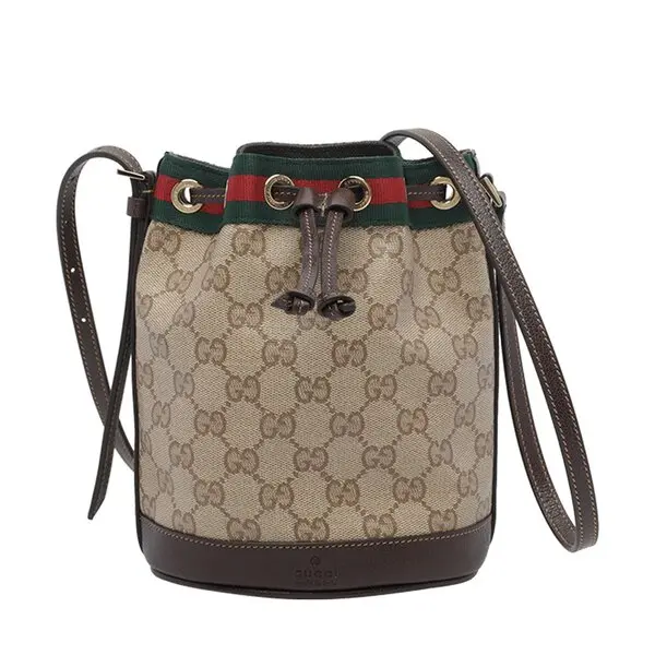 Gucci Mini Web Detail And Gg Bucket Bag - Brown