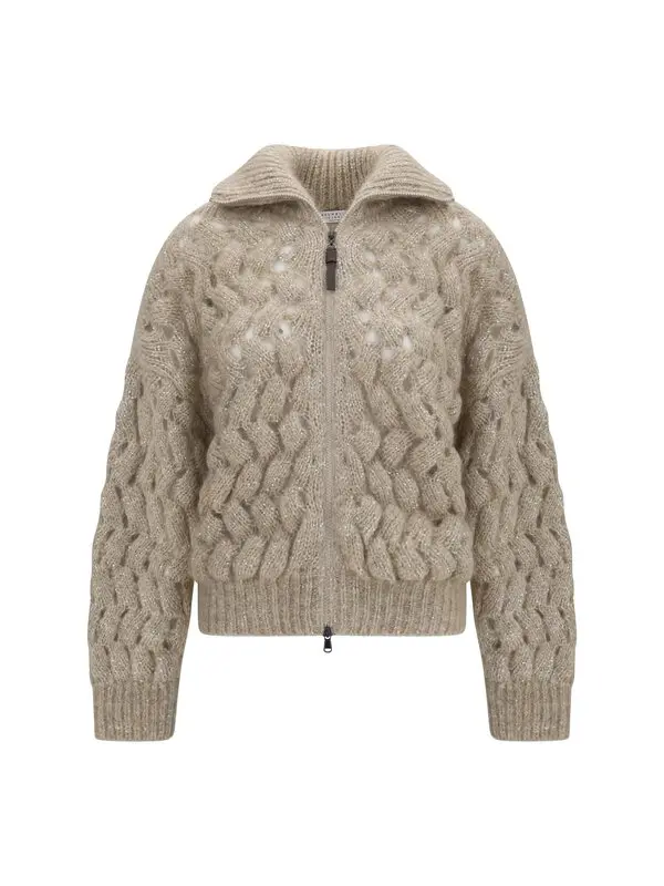 Brunello Cucinelli Mohair And Wool Blend Cardigan - Cream