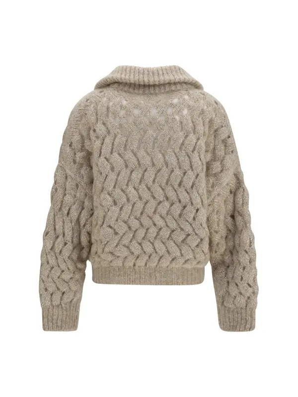 Brunello Cucinelli Mohair And Wool Blend Cardigan - Cream