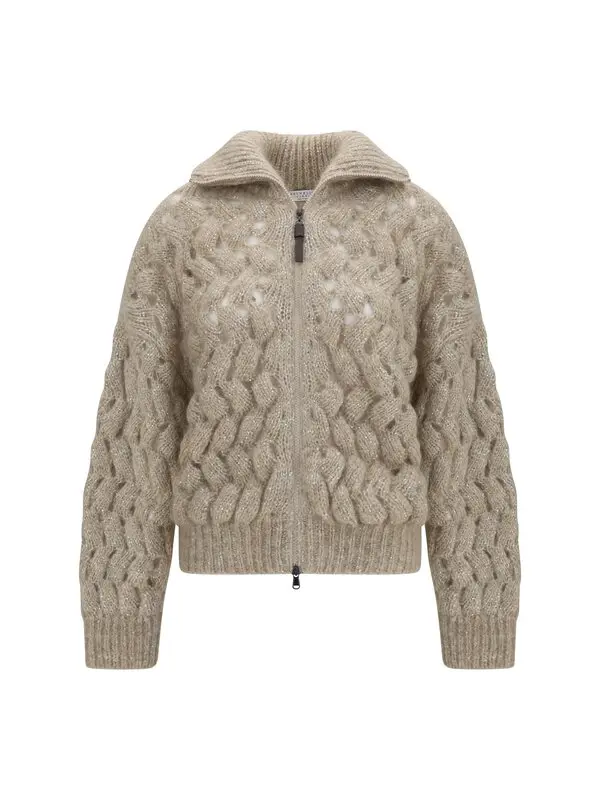 Brunello Cucinelli Mohair And Wool Blend Cardigan - Cream