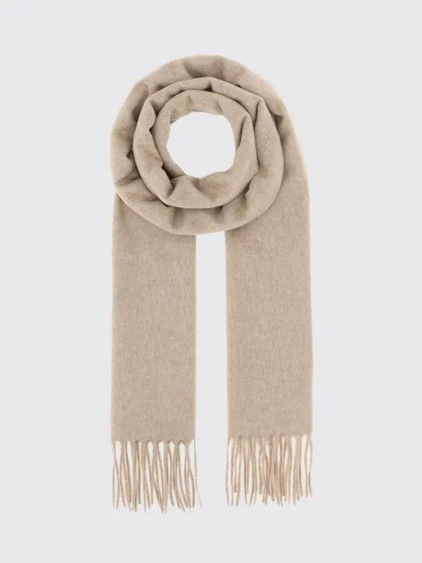 Max Mara Dalia Monogram Pure Cashmere Scarf With Fringed Edges - Cream