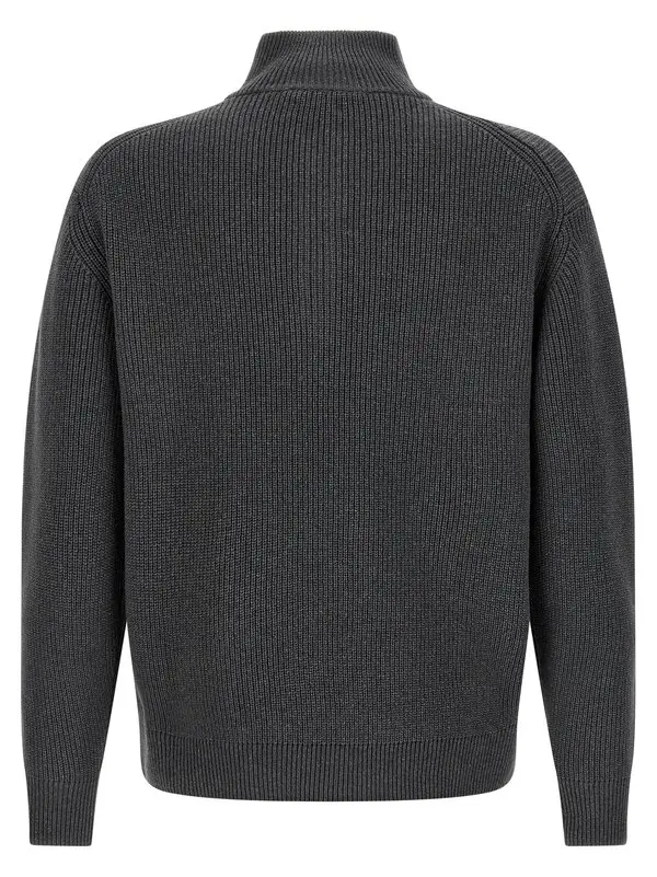 JW Anderson Half-zip Wool And Cotton Sweater - Gray