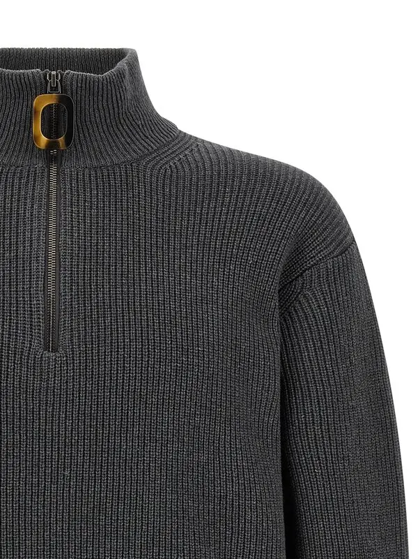 JW Anderson Half-zip Wool And Cotton Sweater - Gray