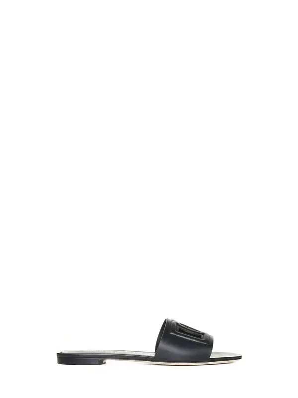 Dolce & Gabbana Calfskin Slides With Dg Millennials Logo - Multicolor