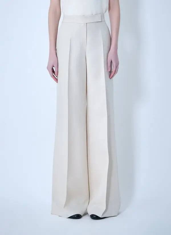 Max Mara Badesse Tailored Linen Pants - Cream