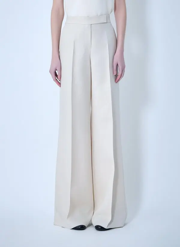 Max Mara Badesse Tailored Linen Pants - Cream