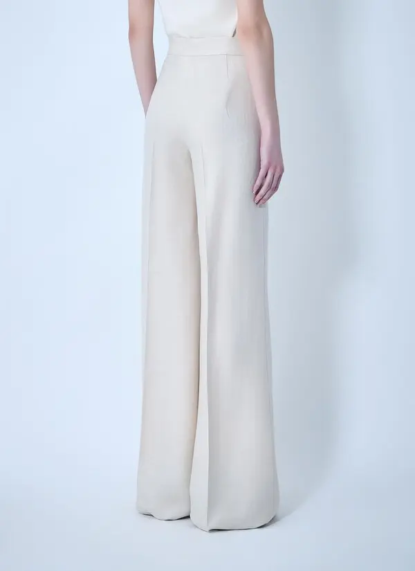 Max Mara Badesse Tailored Linen Pants - Cream