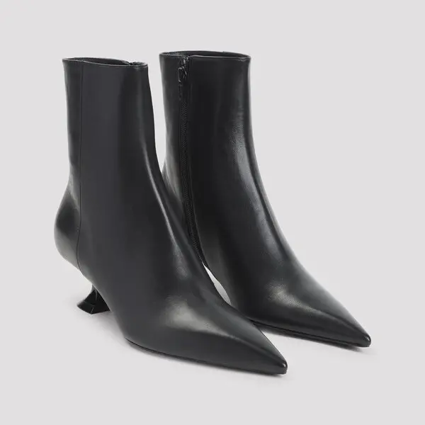 LANVIN Lambskin Kitten Heel Ankle Boots