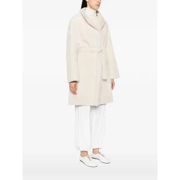 YVES SALOMON Shearling Texture Coat - Cream