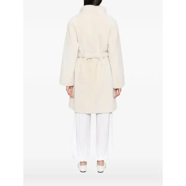 YVES SALOMON Shearling Texture Coat - Cream