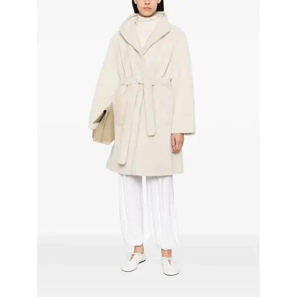 YVES SALOMON Shearling Texture Coat - Cream