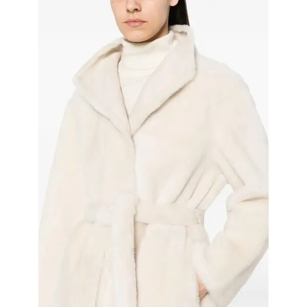 YVES SALOMON Shearling Texture Coat - Cream