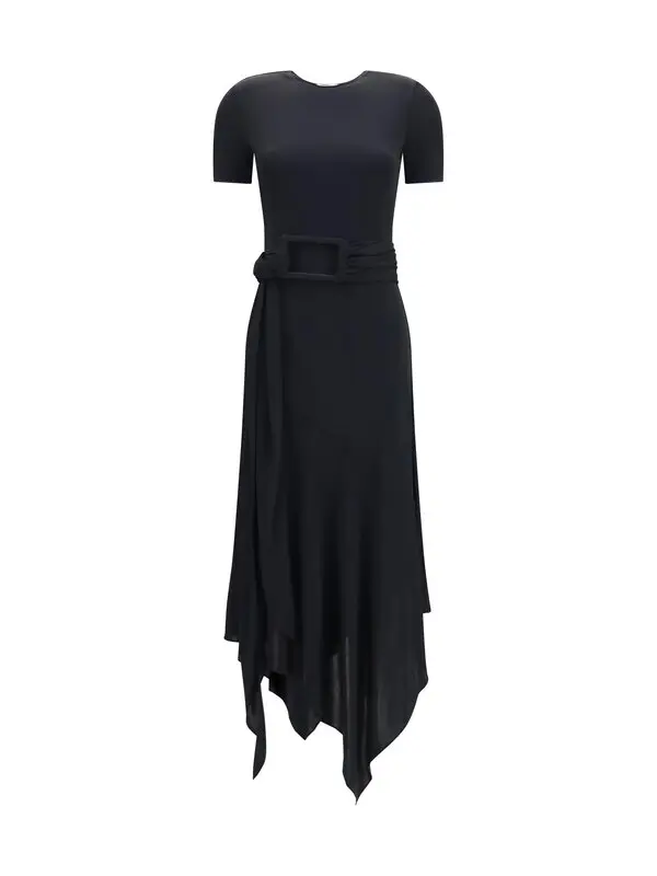 Alaïa Belted Jersey Dress - Black