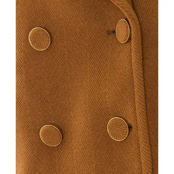 Chloé Short Double-breasted Wool Coat With Herringbone Pattern