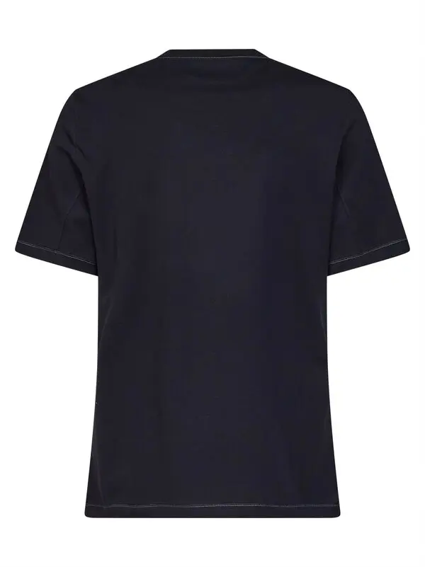 Brunello Cucinelli Navy Blue Solomeo Crest Crewneck T-shirt