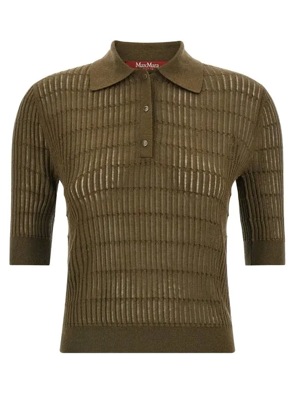 Max Mara Ribbed Polo Shirt - Green