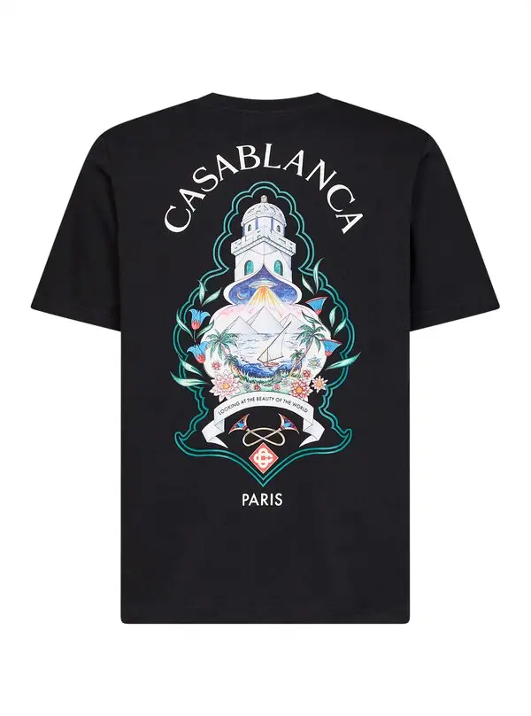 Casablanca Black Cotton Jersey Hotel Emblem T-shirt - Multicolor