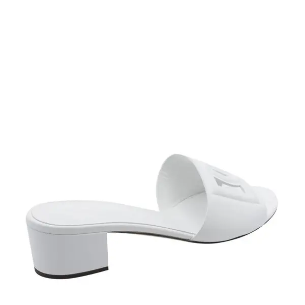 Dolce & Gabbana Calfskin Mules With Dg Millennials Logo - White