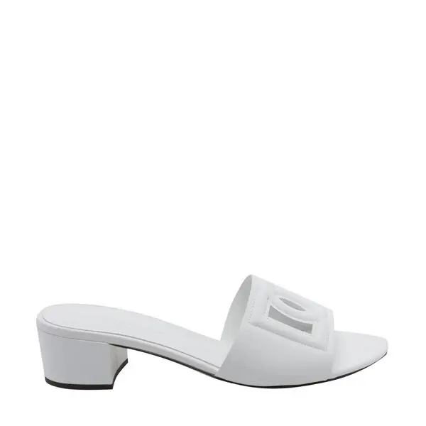 Dolce & Gabbana Calfskin Mules With Dg Millennials Logo - White