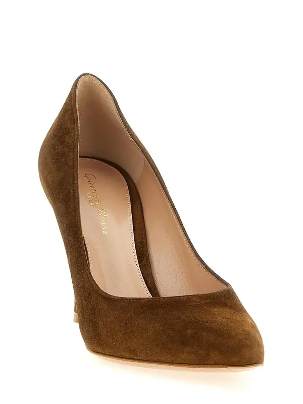 GIANVITO ROSSI Suede Pointed Stiletto Pumps - Brown
