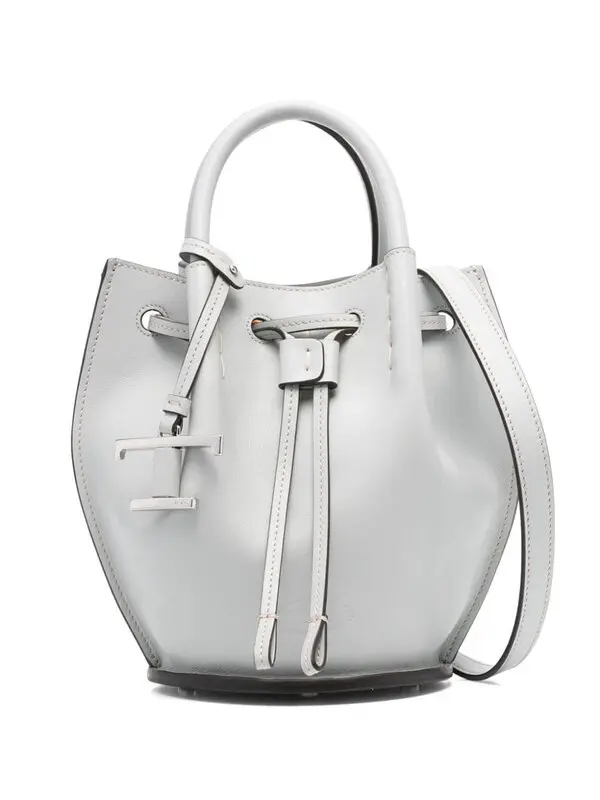 TOD'S Logo-charm Leather Mini Bucket Bag - Gray