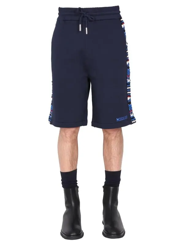 Missoni Embroidered Logo And Jacquard Insert Bermuda - Blue