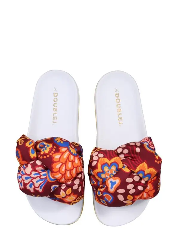 La DoubleJ Braid Slide Sandals - White