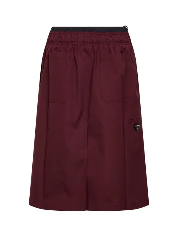 Prada Garnet Twill Midi Skirt - Multicolor
