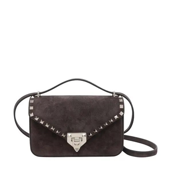 Valentino Garavani Small Suede Rockstud Crossbody Bag - Brown