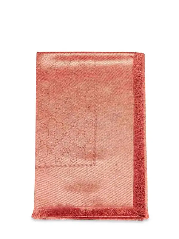 Gucci Orange Gg Lamé Wool And Silk Shawl