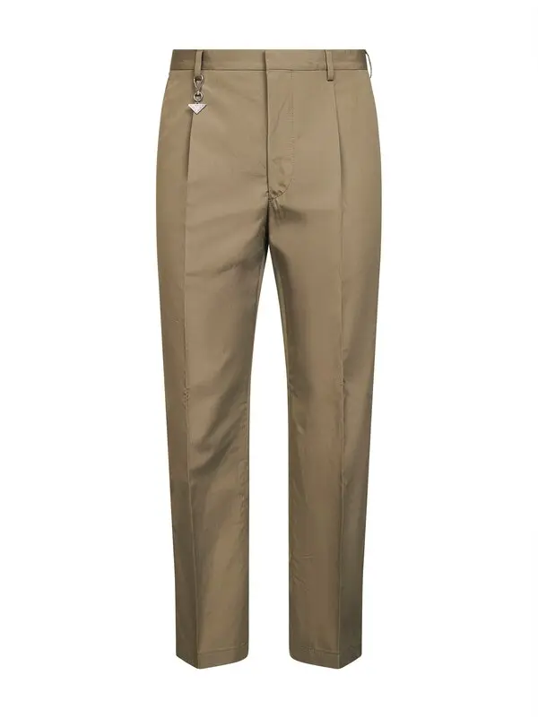 Prada Abbigliamento Clay Cotton Trousers With Key Ring