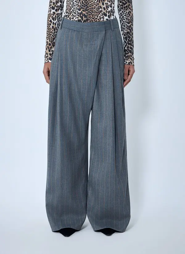 GANNI Wide-leg Pinstripe Pants - Multicolor