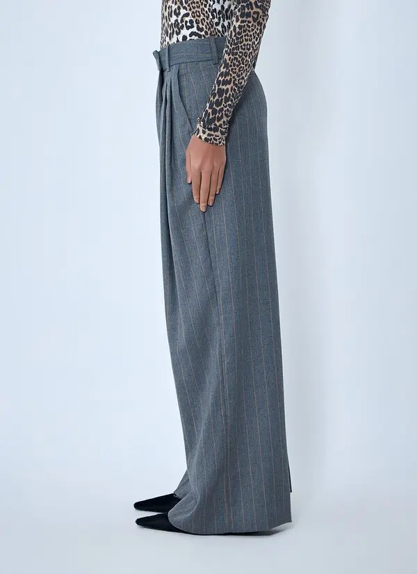 GANNI Wide-leg Pinstripe Pants