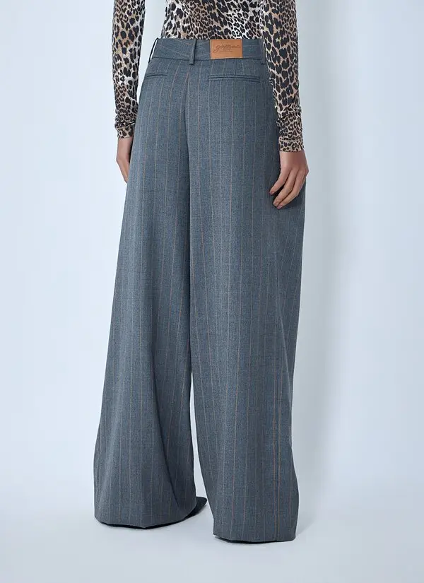 GANNI Wide-leg Pinstripe Pants