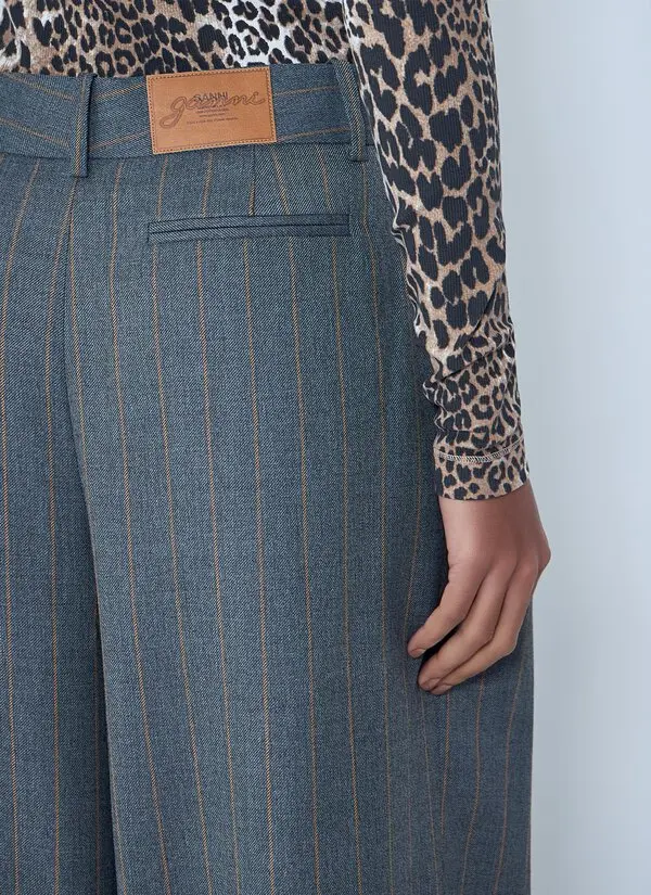 GANNI Wide-leg Pinstripe Pants