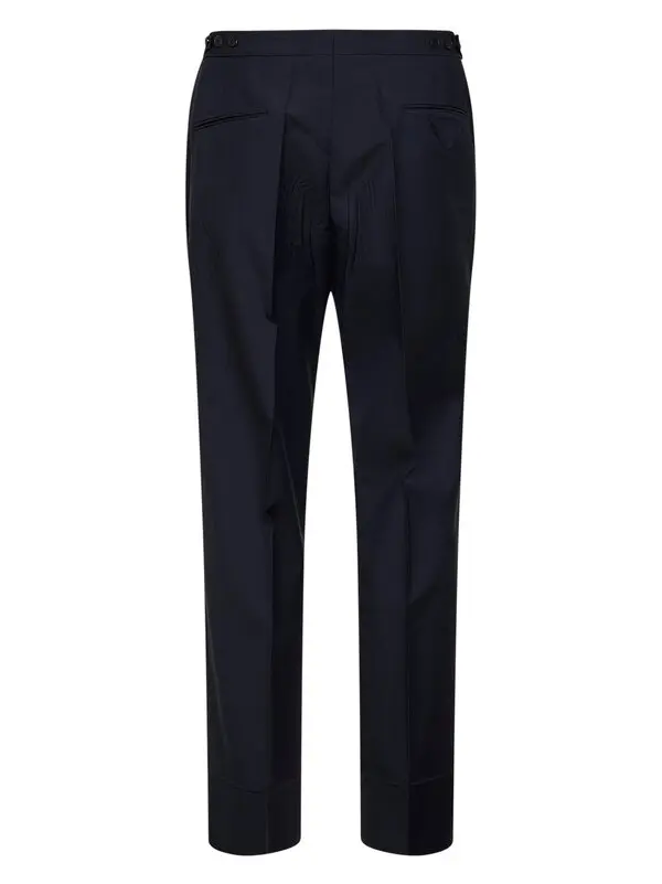 Prada Abbigliamento Blue Wool And Mohair Tailored Trousers