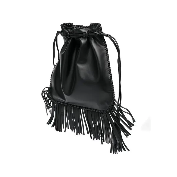 Valentino Garavani Calf Leather Butterfly Embellished Fringe Shoulder Bag