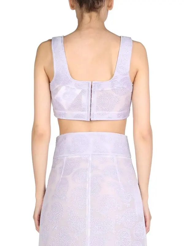JIL SANDER Embroidered Crop Top - Purple